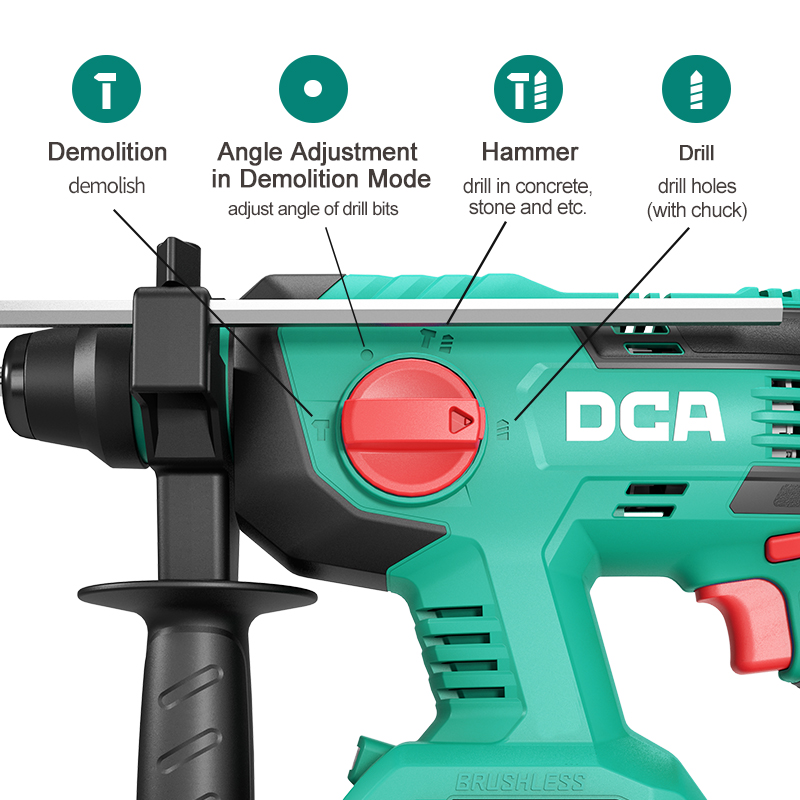 DCA 20V Brushless Rotary Hammer 2.1J Kit With 4.0Ah*2 & Charger | Altiven Power Tools